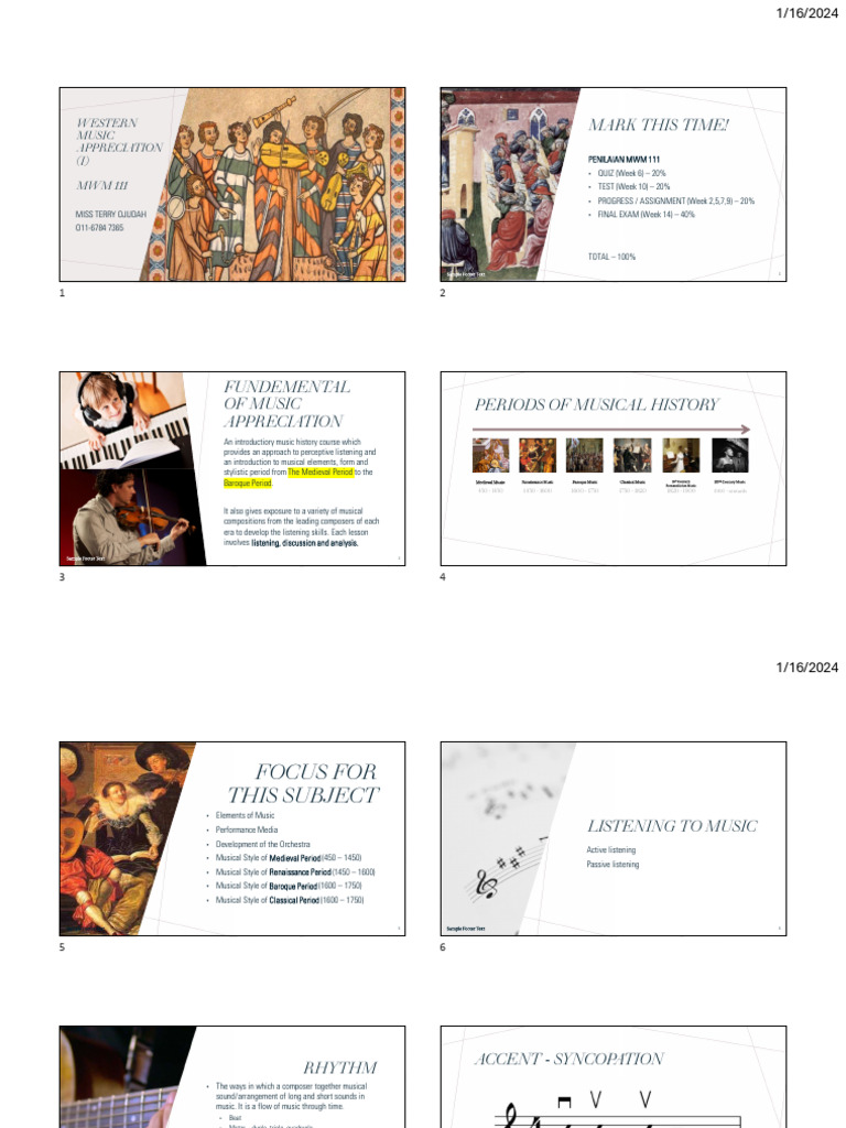 Western Music Appreciation Course Overview | PDF | Tempo | Elements Of ...