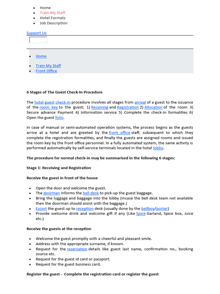 6 Stages of The Guest Check-In Procedure | PDF | Cheque | Business