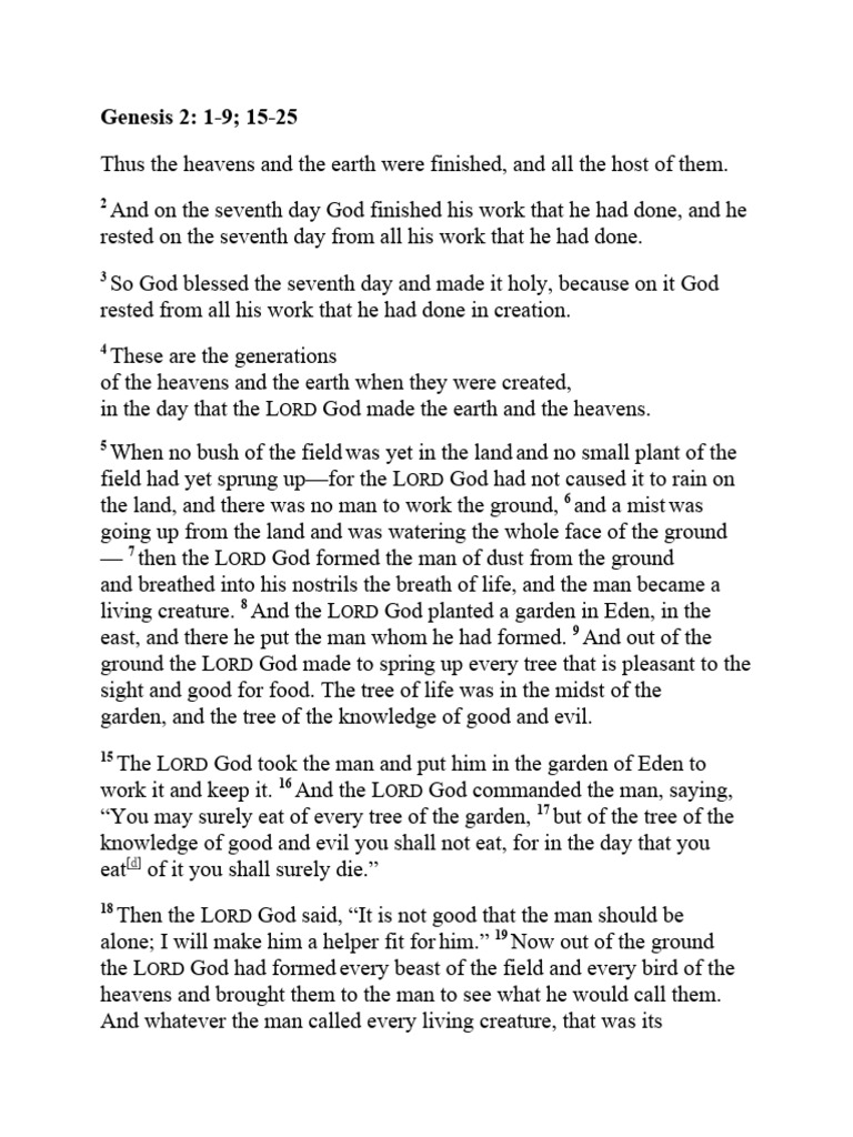 Genesis 2 | PDF | Genesis Creation Narrative | Religious Belief And ...