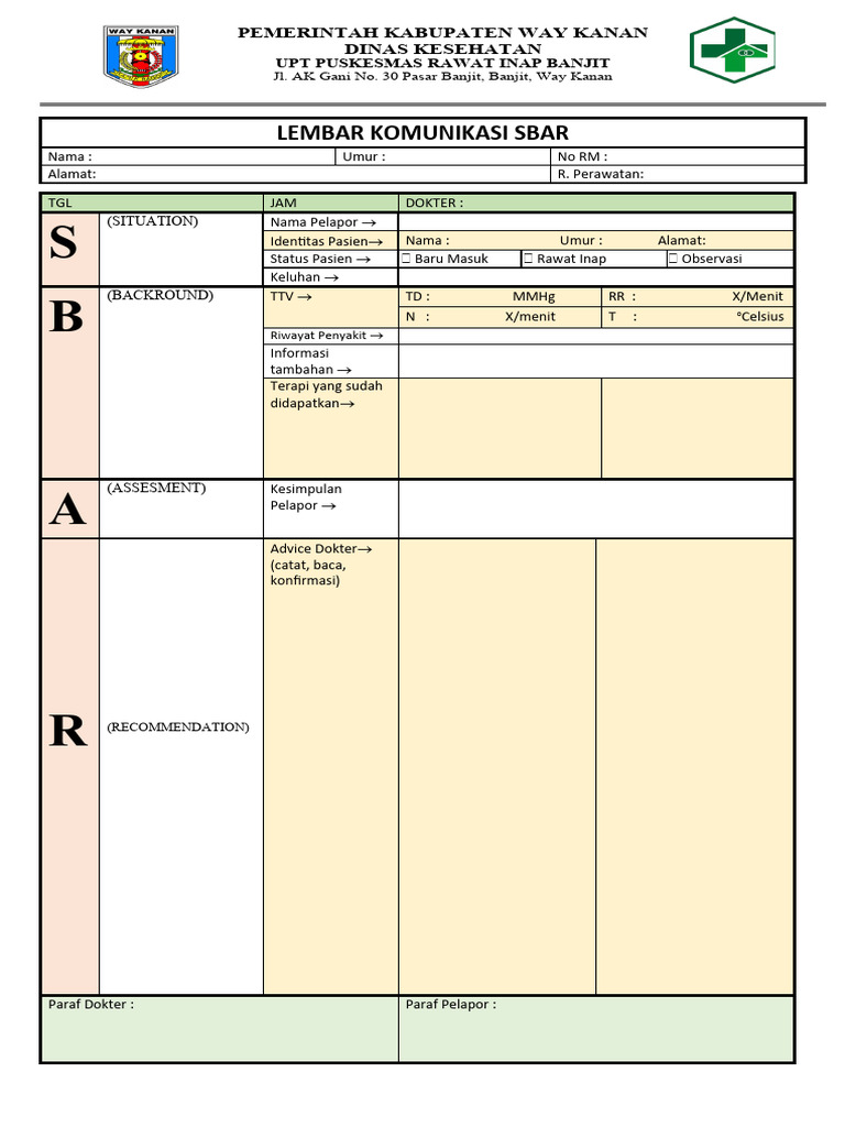 Lembar SBAR Revisi | PDF