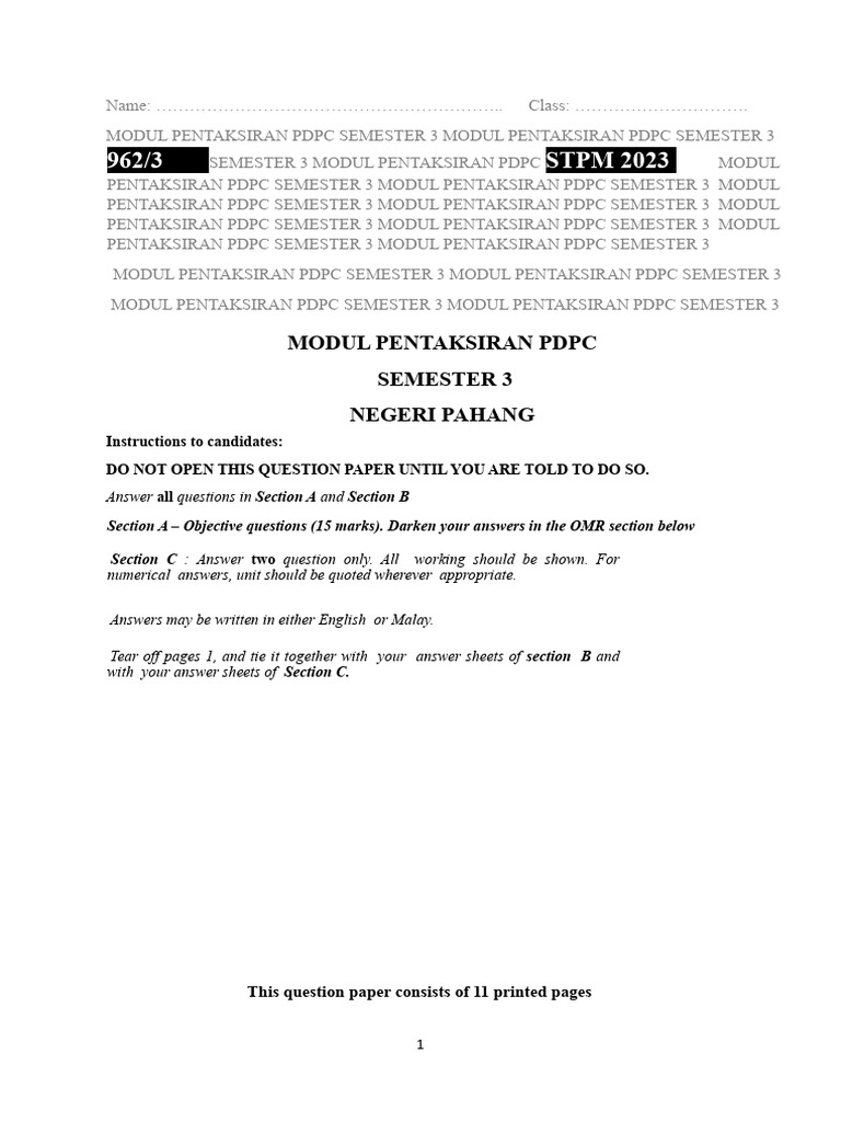 BINA ITEM 2023 P3 KIMIA QUESTION Edited | PDF | Chemistry | Physical Sciences