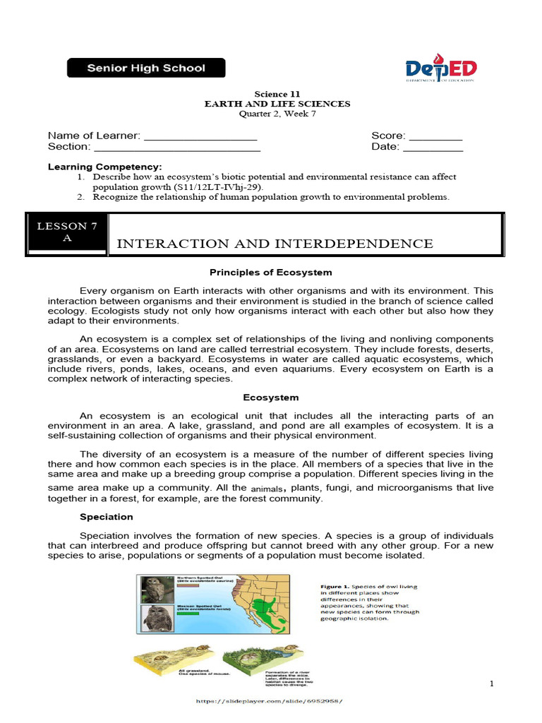 Mod 7 INTERACTION AND INTERDEPENDENCE | PDF | Ecosystem | Natural ...