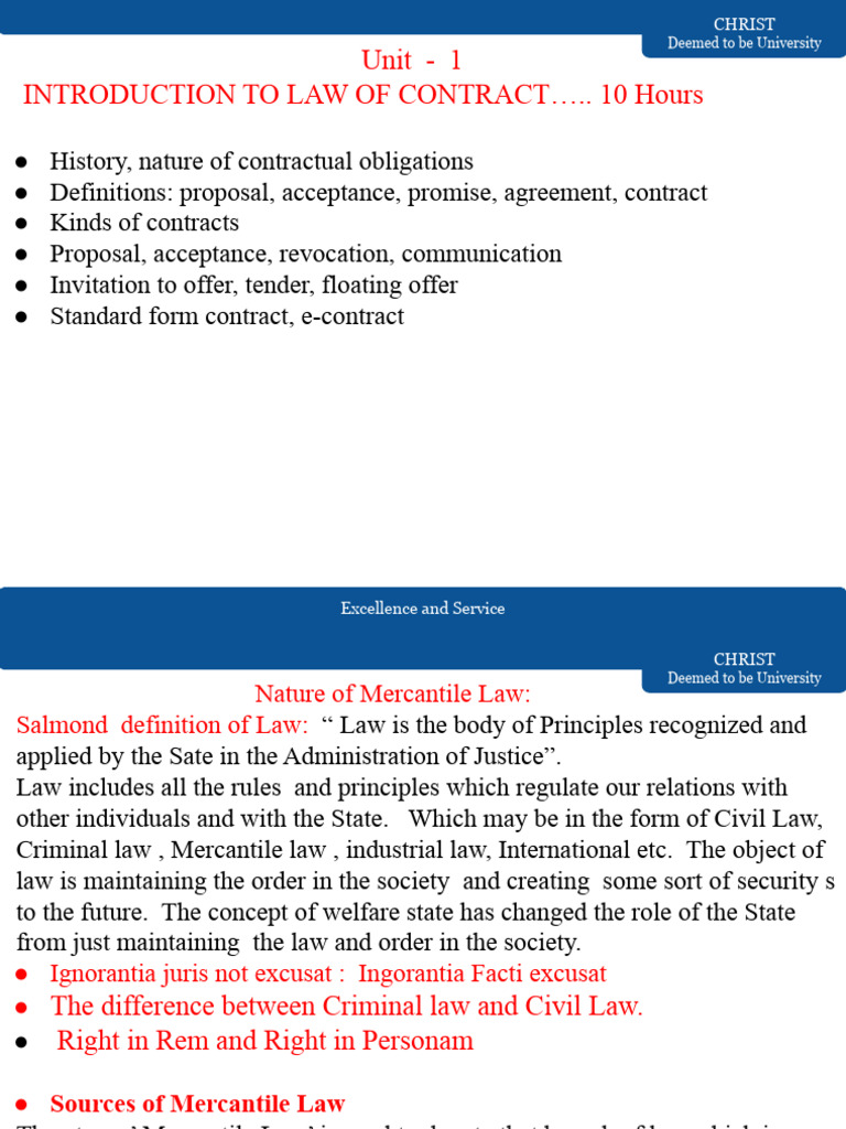 Contract I Unit One | PDF | Offer And Acceptance | Tort