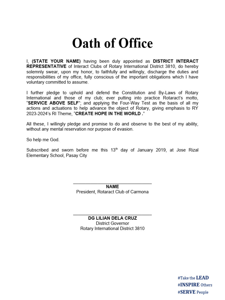 Oath of Office - Officer's Interact | PDF | Oath Of Office | Oral Communication