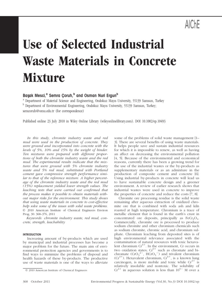 Env Prog and Sustain Energy - 2011 - Mesci - Use of Selected Industrial ...