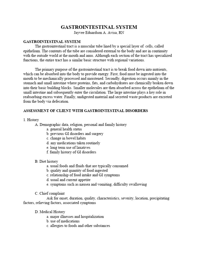 Gastrointestinal System | PDF | Gastrointestinal Tract | Indigestion