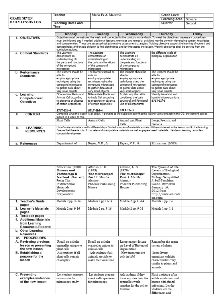 Science-7-2nd-Quarter wk3 | PDF | Learning | Cell (Biology)