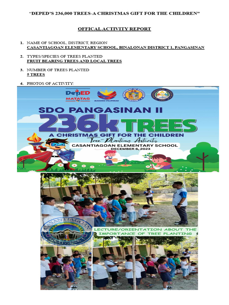 Deped 236, 000 Trees-A Christmas Gift For Children Report | PDF ...
