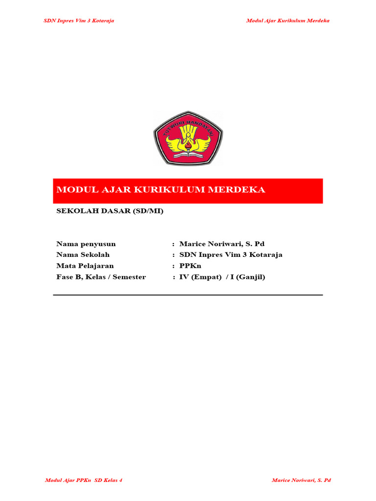 Modul Ajar PPKN BAB 1 Kelas 4 | PDF