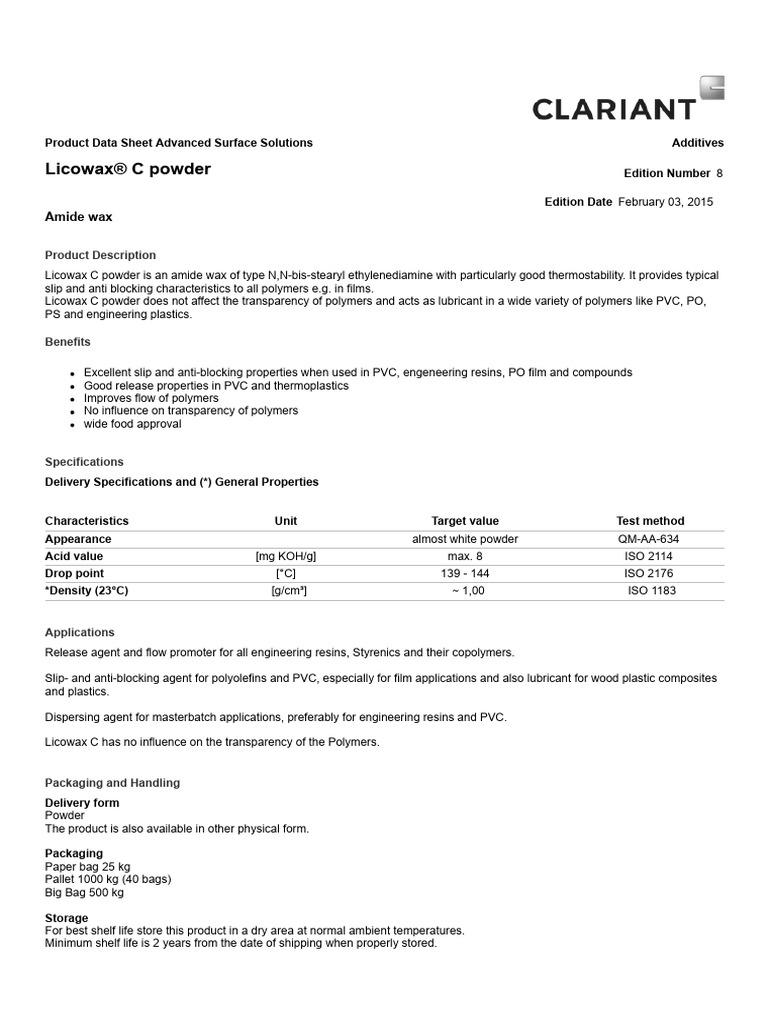 Licowax® C powder | PDF | Polymers | Plastic