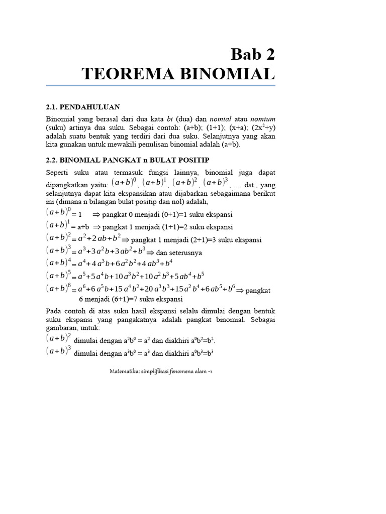 Bab-2-Teorema Binomial (Jadi) | PDF | Metode & Bahan Ajar