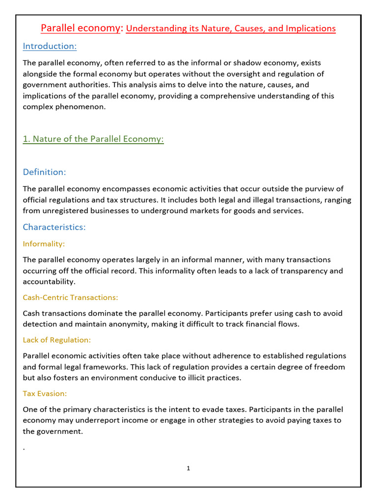 Parallel Economy | PDF | Black Market | Taxes