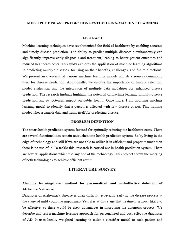 Multiple Disease Prediction System Using Machine Learning | PDF ...