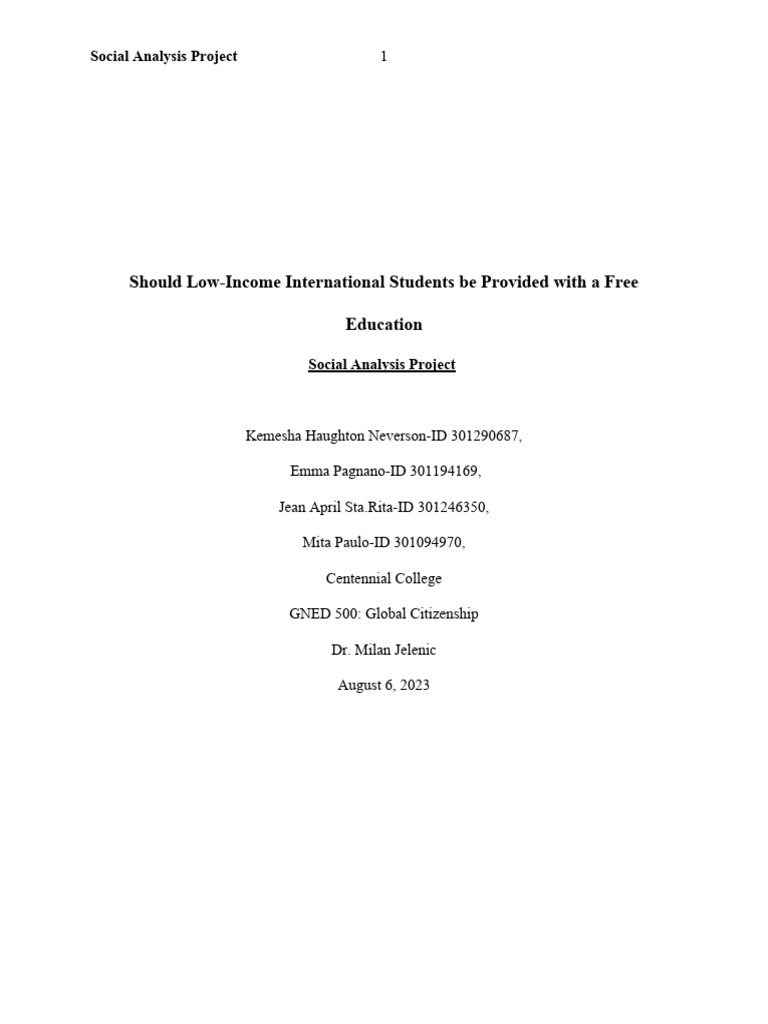 SocialAnalysisProject Group 6 | PDF | Cost Of Living | Poverty
