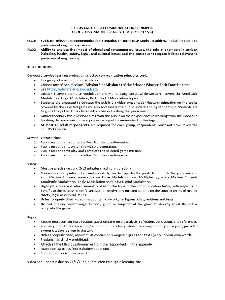 Assignment II (Case Study Project) v3.5 | PDF | Modulation | Sampling (Signal Processing)