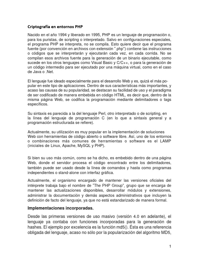 Criptografia en Entornos PHP | PDF