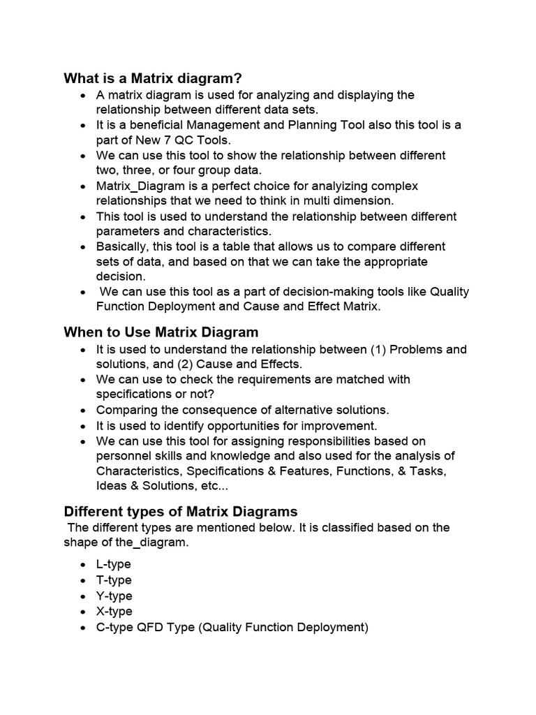 What Is A Matrix Diagram? | PDF | Matrix (Mathematics) | Systems Science
