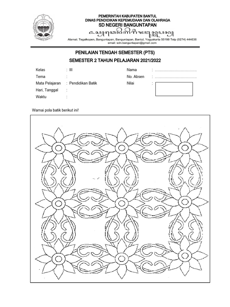 Soal PTS SD Batik | PDF