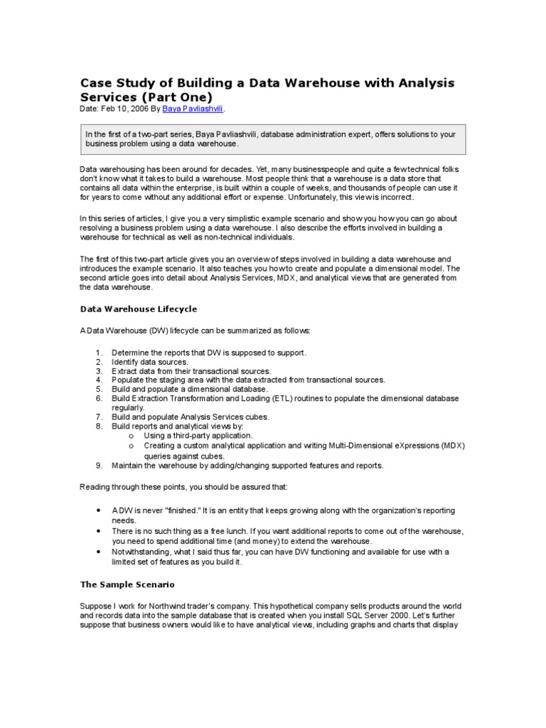 Data Warehouse Building Guide | PDF | Data Warehouse | Databases