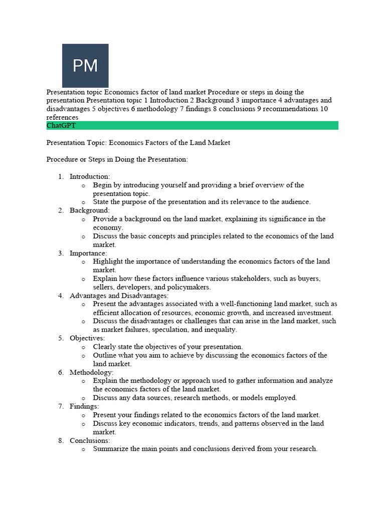 Presentation topic Economics factor of land market Procedure or steps ... Presentation topic Economics factor of land market Procedure or steps ...