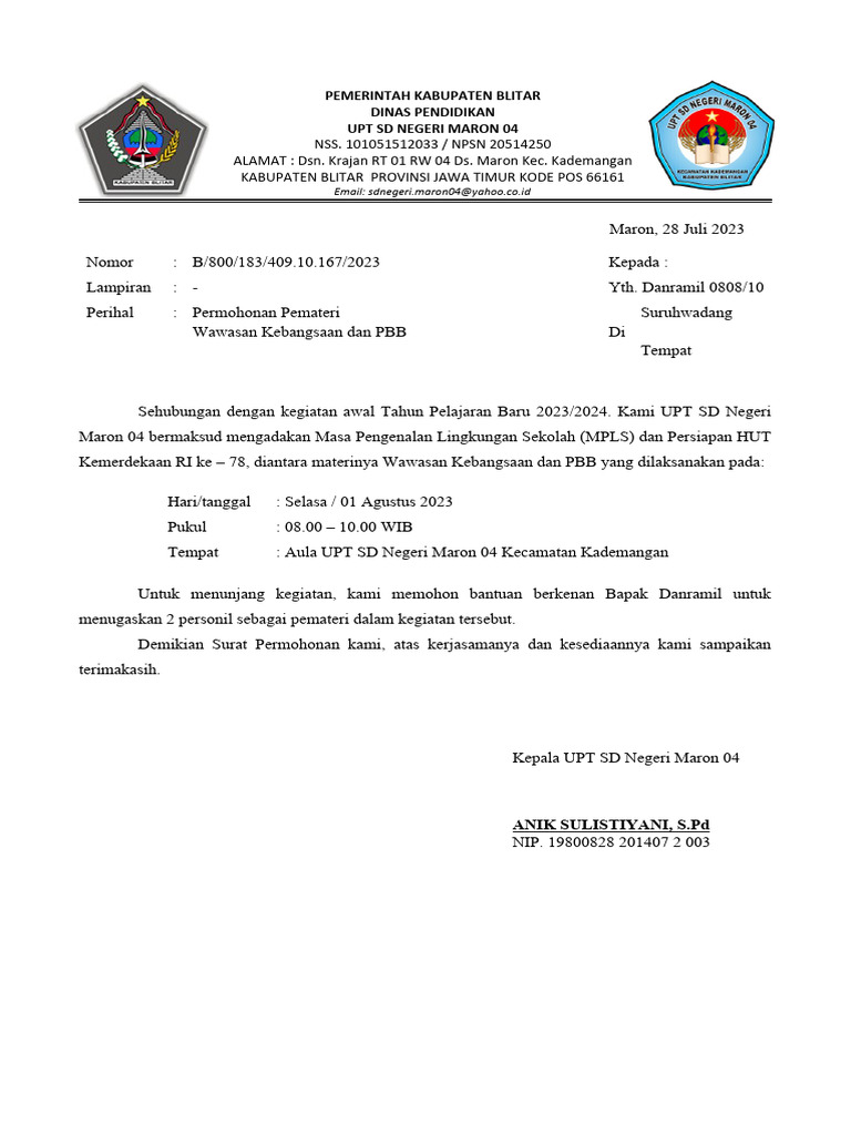 Permohonan Narasumber Koramil | PDF