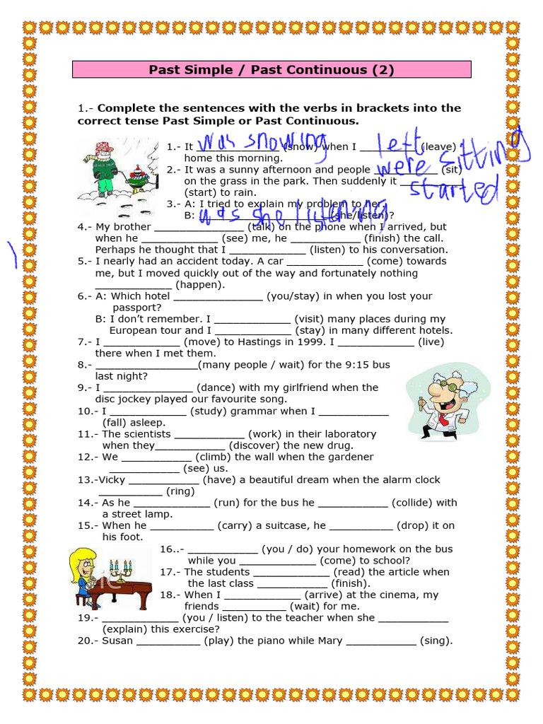 Past Simple Past Continuous | PDF | Language Mechanics | Syntax