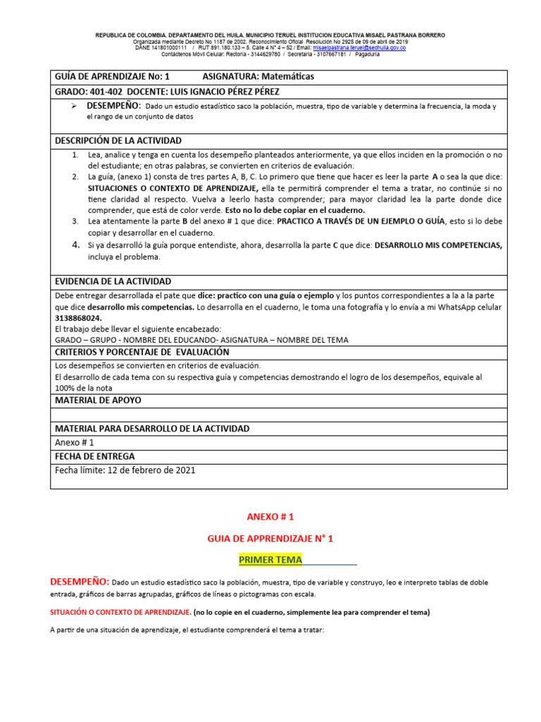401 402 Guia 1 Matematicas Pdf
