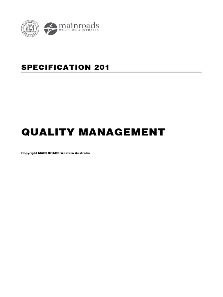 Specification 201 Quality Management | PDF