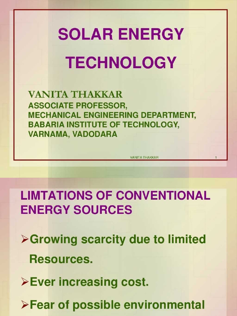 Solar Energy Application | PDF