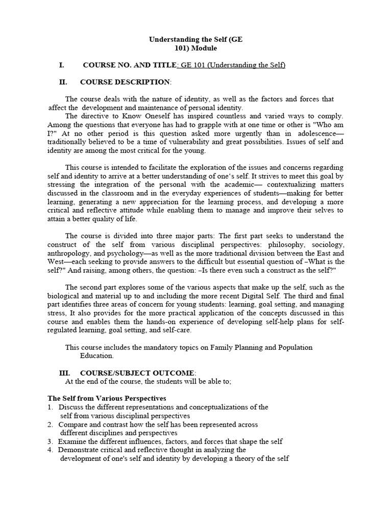 Module Understanding The Self | PDF | Self Concept | Soul