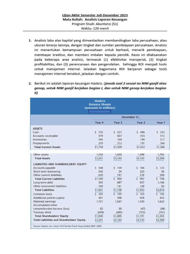 UAS ALK Tahun 2023 | PDF