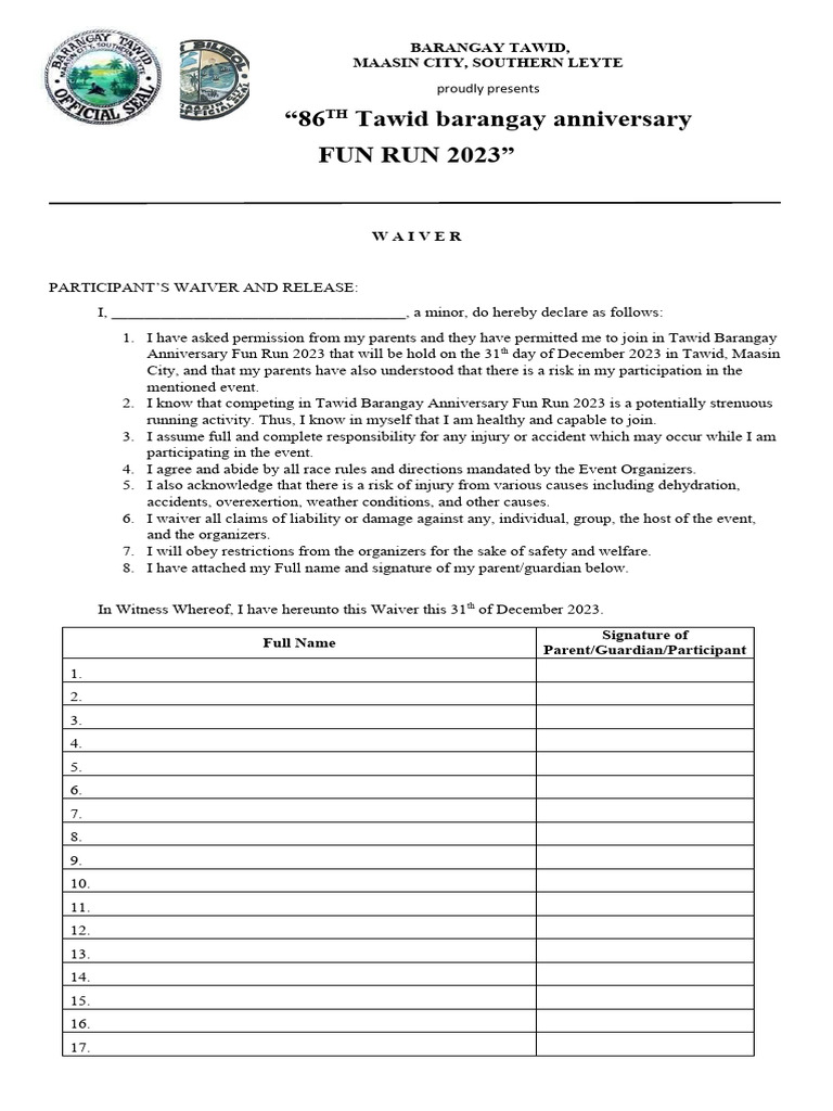 TAWID-FUN-RUN-2023-MINOR-WAIVER | PDF