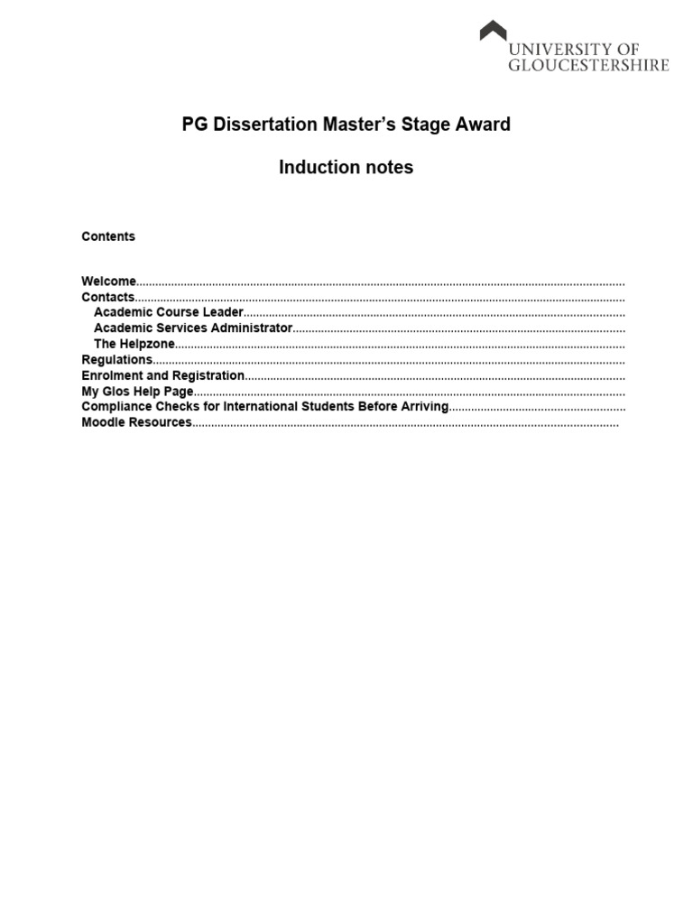 PG Dissertation Master's Stage Award - Induction Notes | PDF | Thesis ...