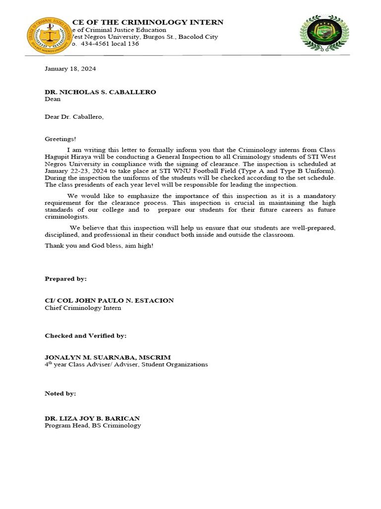 Inpection Letter | PDF