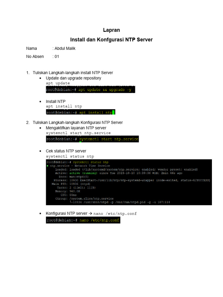 Panduan Instalasi dan Konfigurasi NTP Server | PDF