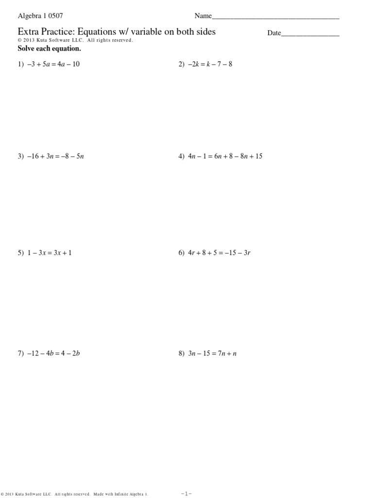 Solving Equations (X On Both Sides) | PDF | Equations | Mathematics
