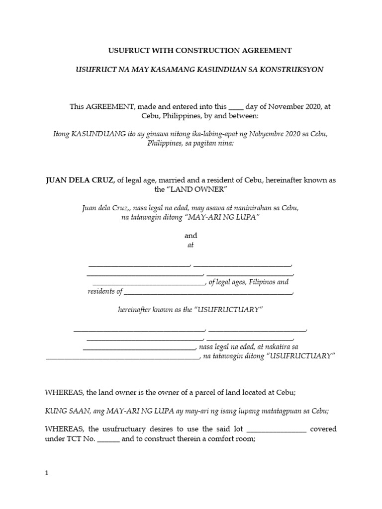 Usufruct Agreement | PDF