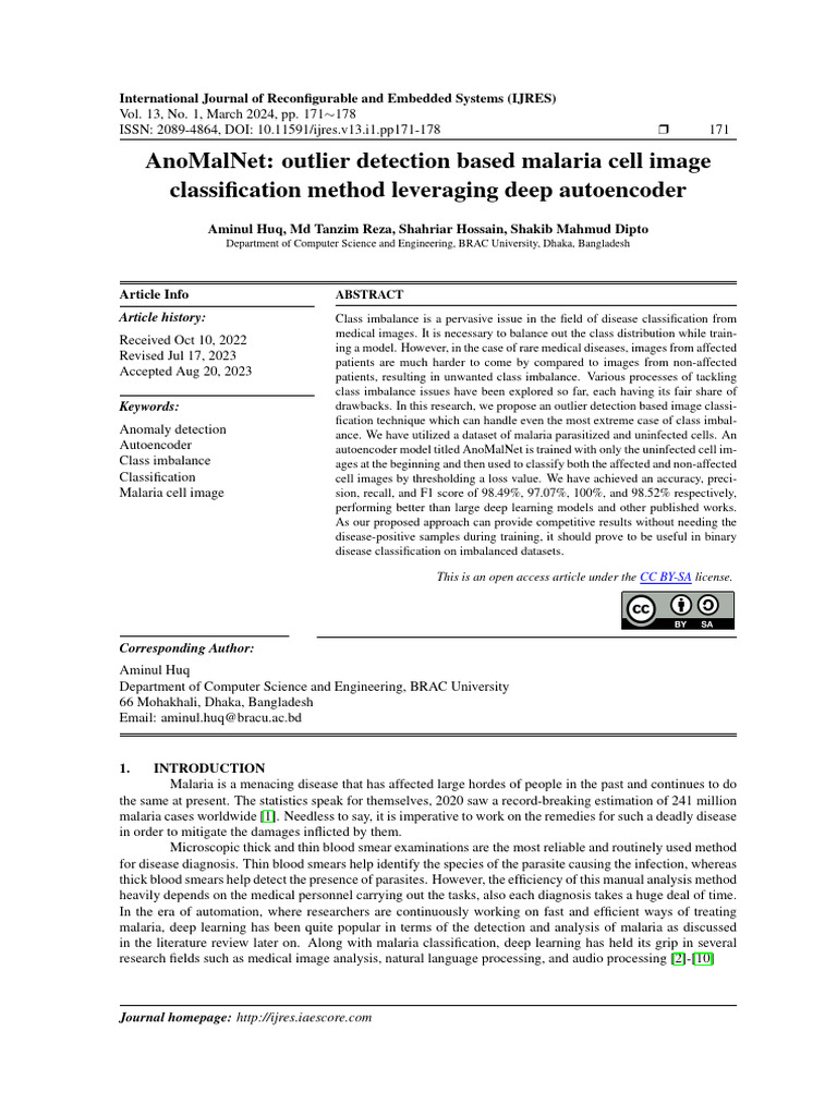 AnoMalNet: outlier detection based malaria cell image classification ... AnoMalNet: outlier detection based malaria cell image classification ...