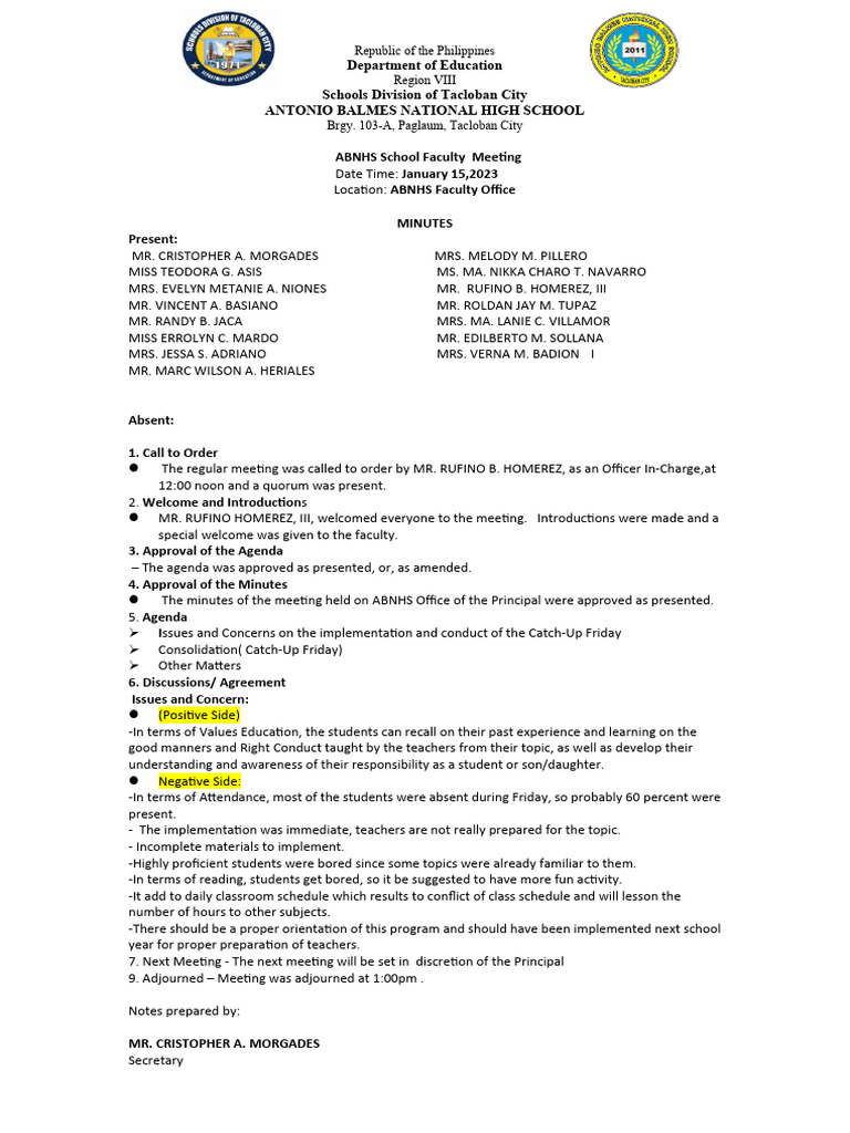 Catch Up Friday Issues and Concerns | PDF | Learning | Behavior ...