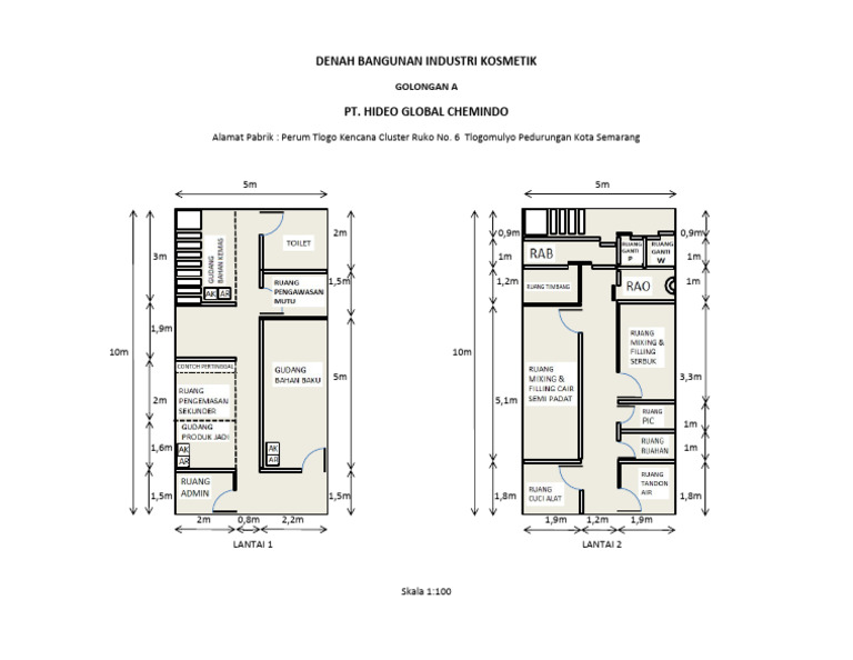 Denah Bangunan Industri Kosmetik | PDF
