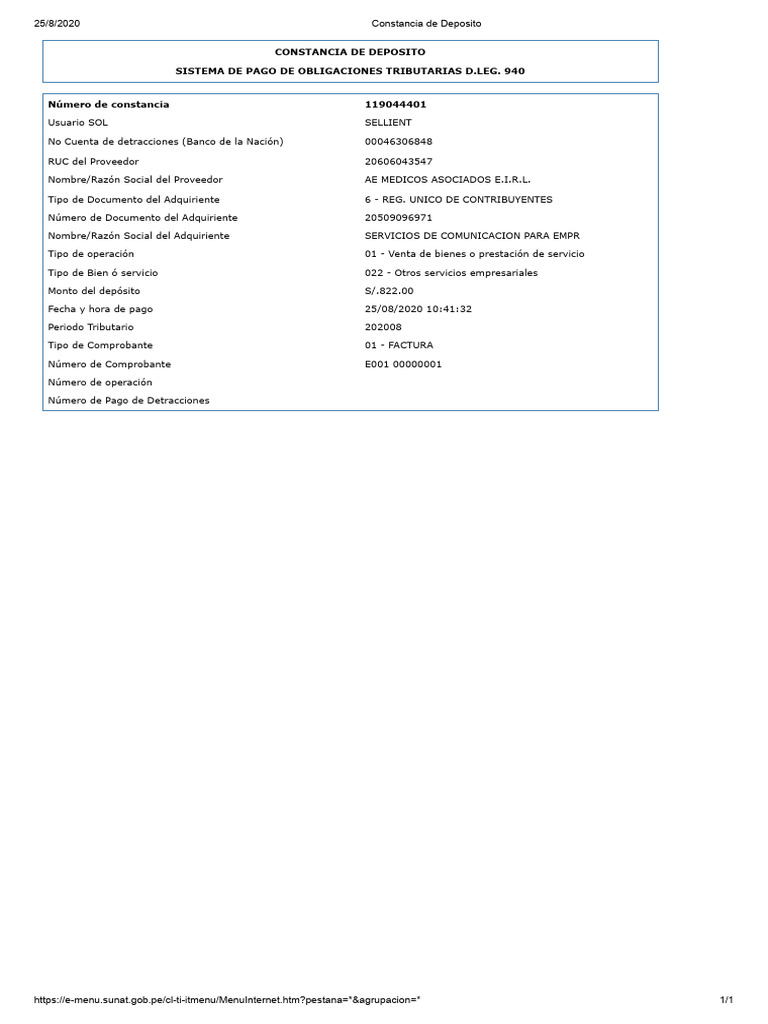 Constancia de Detracción | PDF Constancia de Detracción | PDF