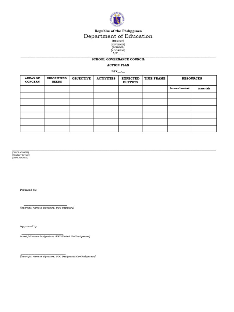 School Governance Council Action Plan | PDF