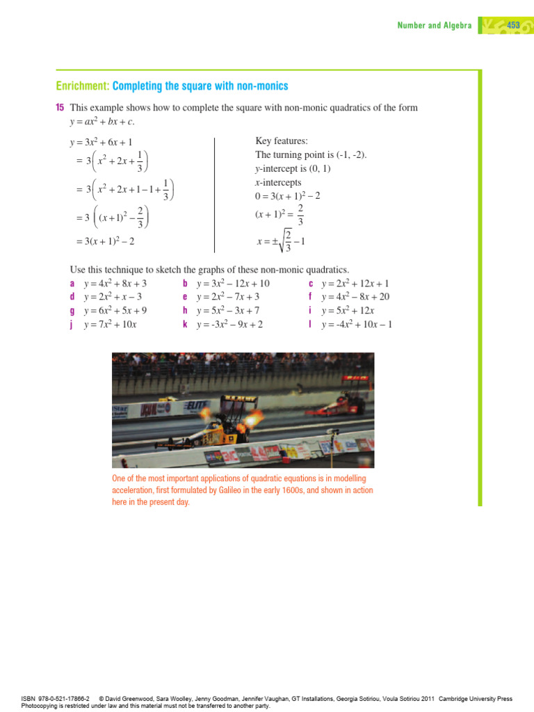 Completing Non-Monic Quadratics | PDF | Equations | Mathematical Concepts