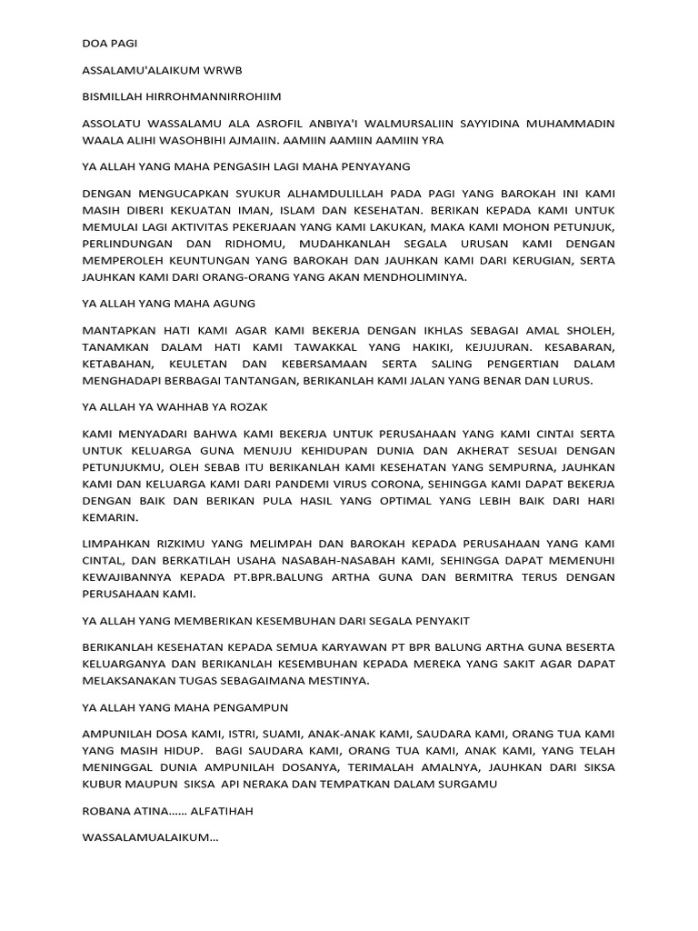 Doa Pagi untuk Karyawan Kantor | PDF