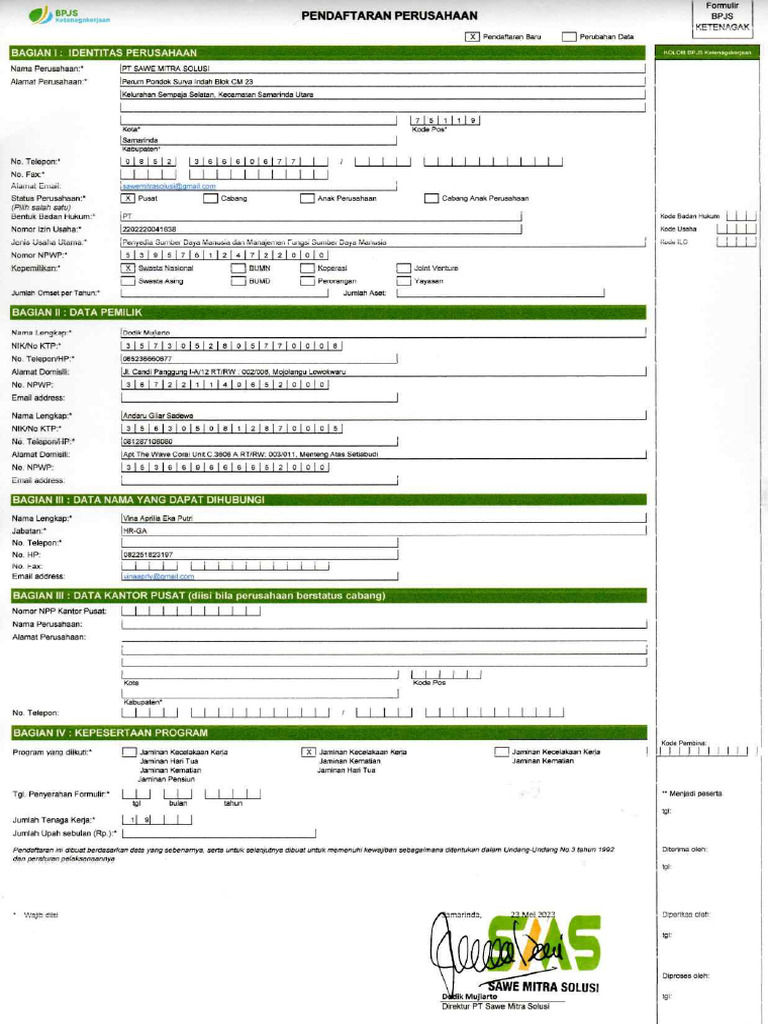 Form F1 - PT SMS | PDF