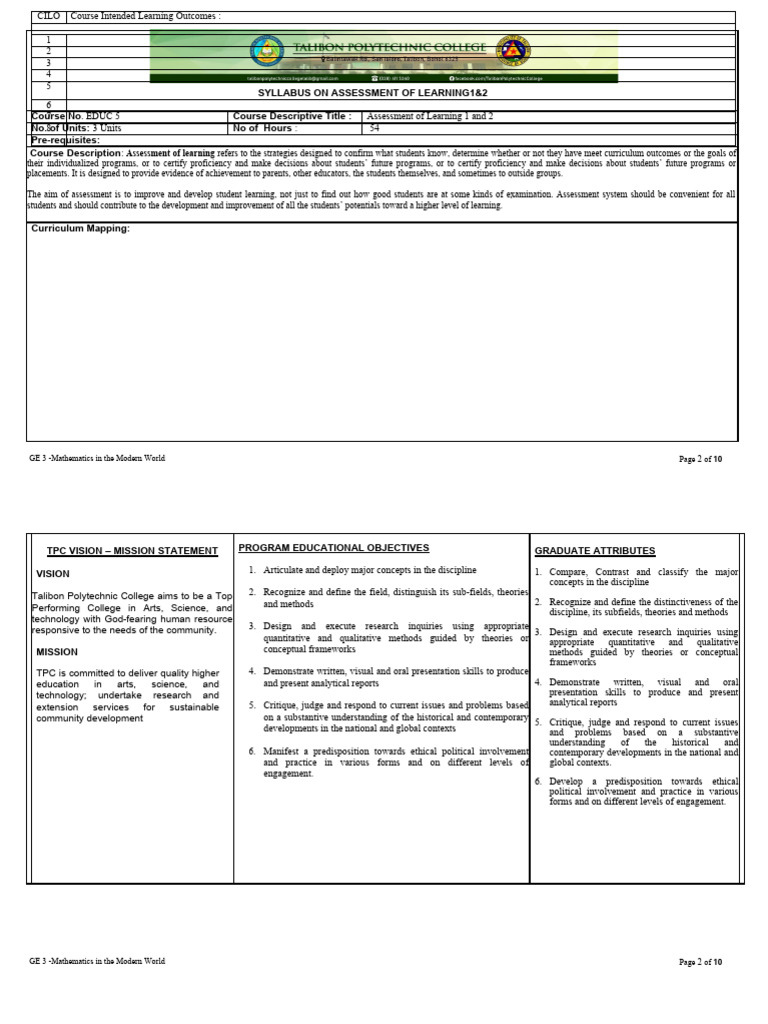 ASSESSMENTOF LEARNING | PDF | Cognition | Learning