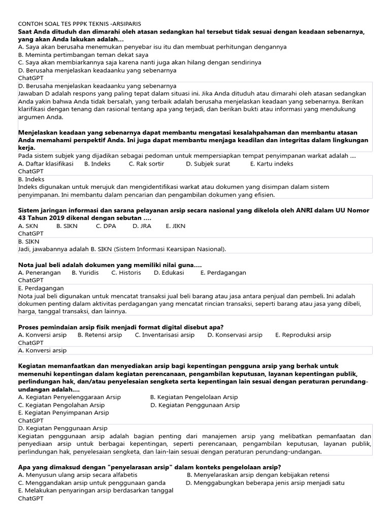 Contoh Soal PPPK Teknis | PDF