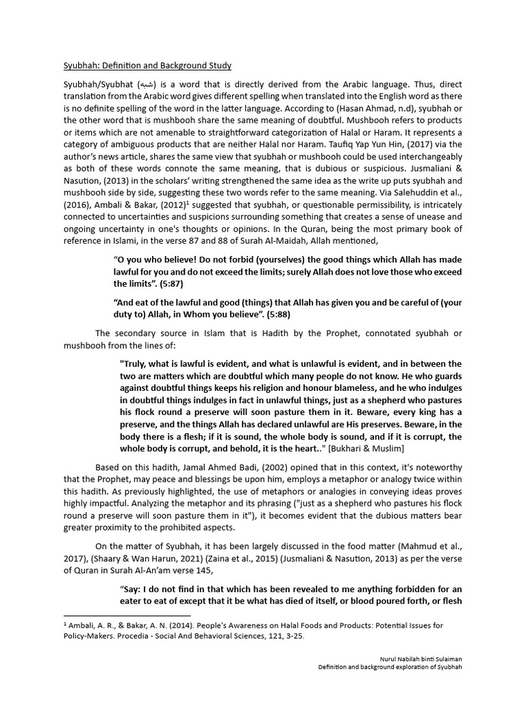 Definition and Background Exploration of Syubhah | PDF | Hadith | Shepherd
