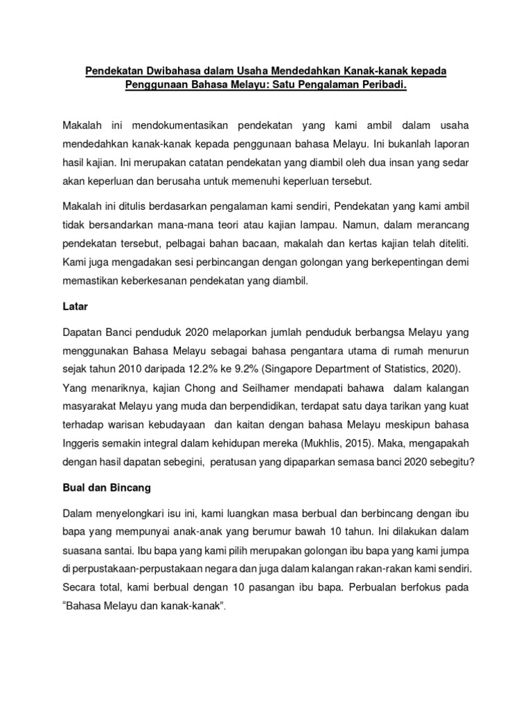 Pendekatan Dwibahasa untuk Kanak-kanak | PDF