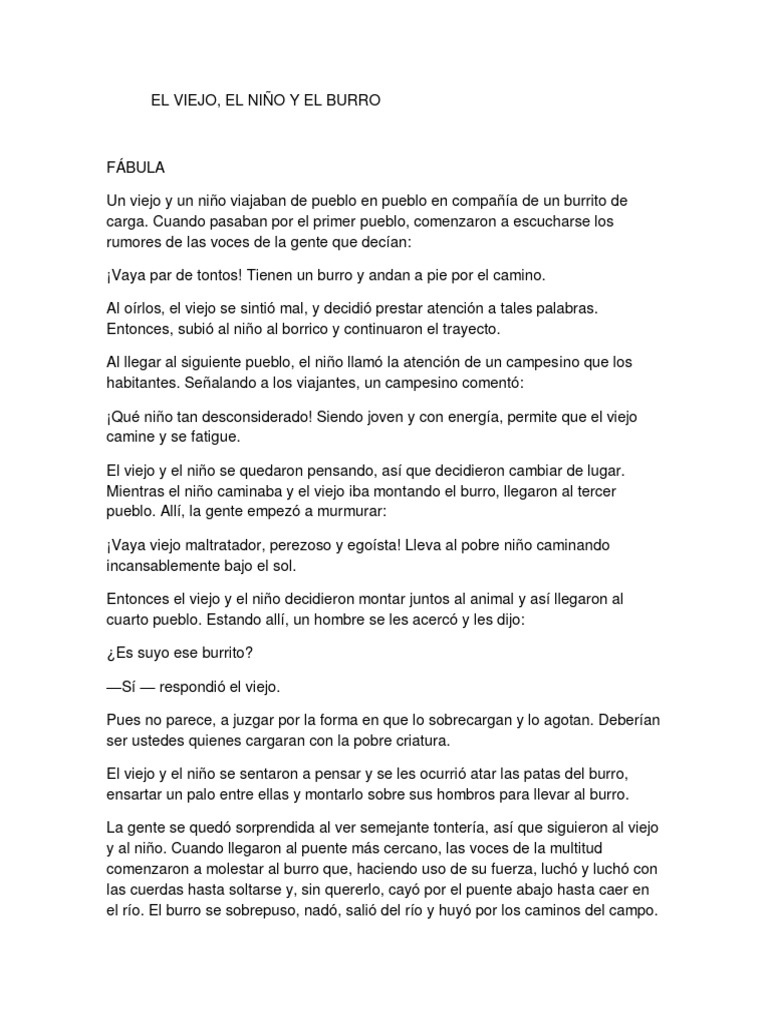 El Viejo, El Niño y El Burro | PDF